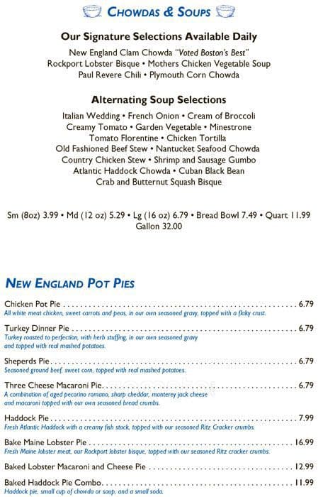 Menu at Boston Chowda fast food, Boston, Quincy Market Building