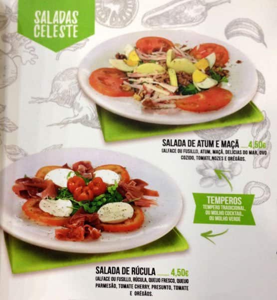 Menu at Celeste, Porto, Praça da Liberdade