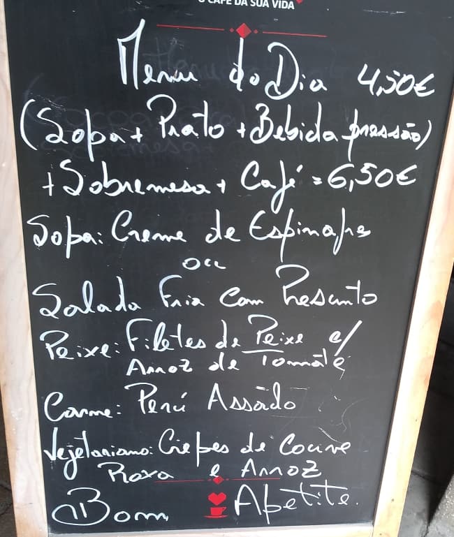 Menu at Celeste, Porto, Praça da Liberdade