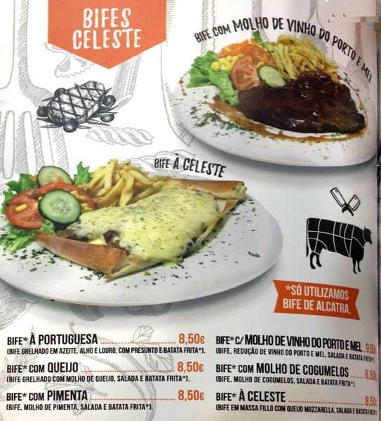 Menu at Celeste, Porto, Praça da Liberdade