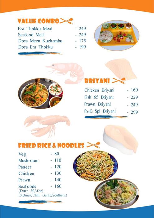 Menu at Prawn And Crab White town, Puducherry