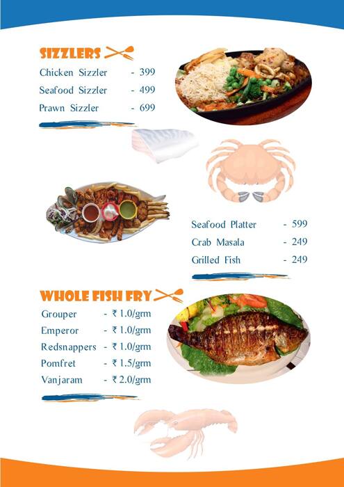 Menu at Prawn And Crab White town, Puducherry