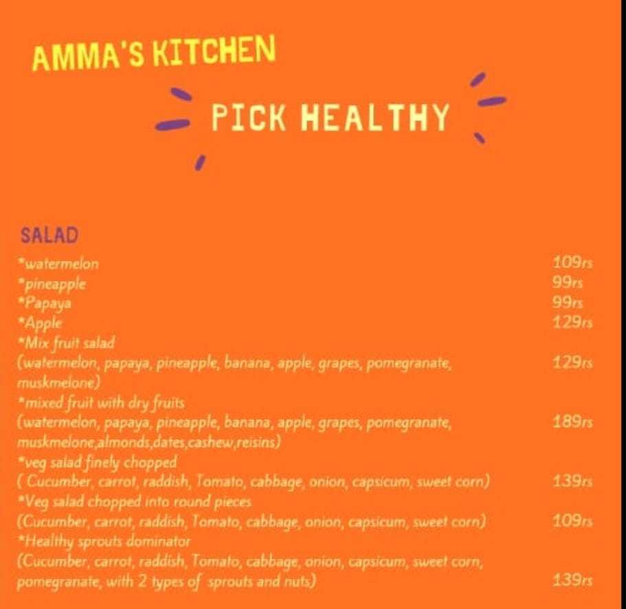 Menu of Amma's Kitchen, Bommanahalli, Bangalore