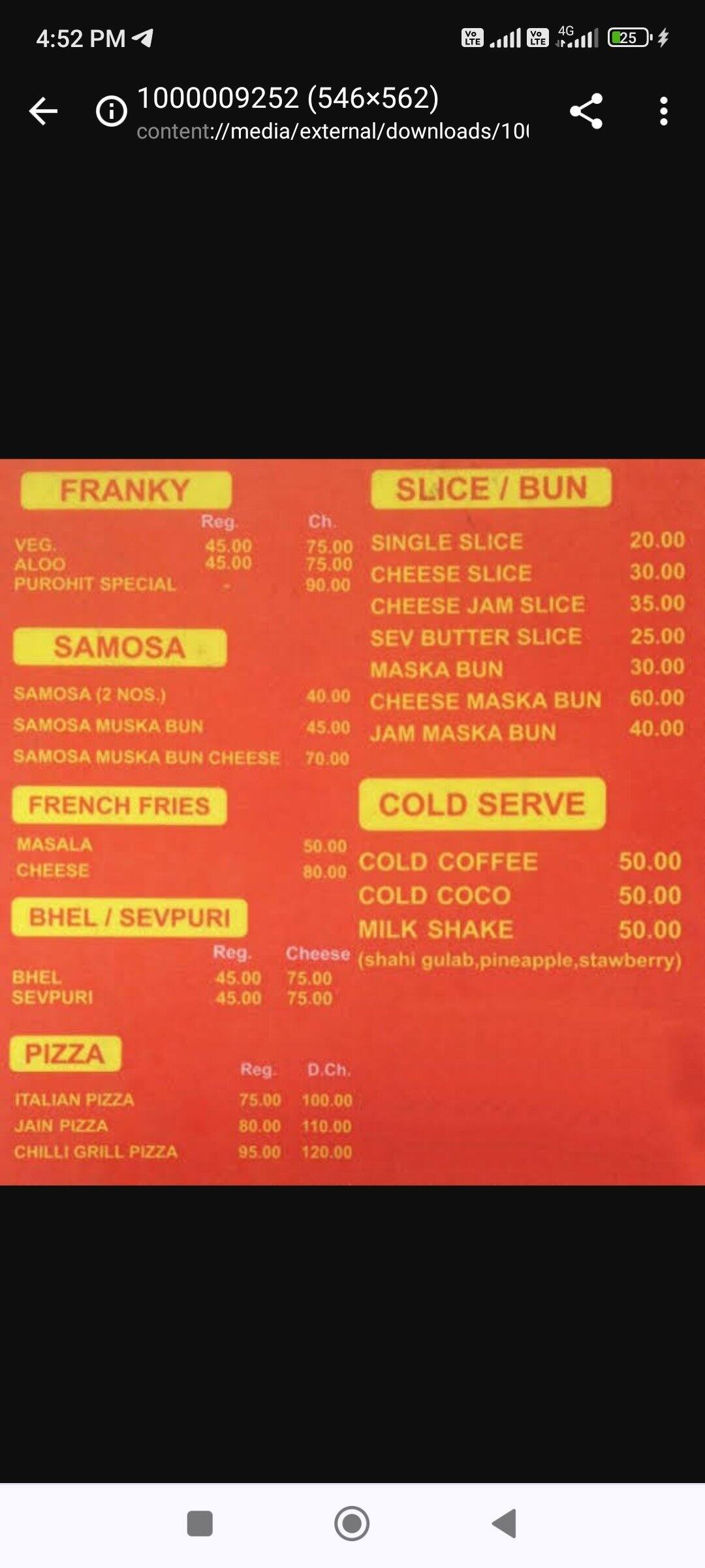 Menu of The Food Corner, Bandra Talao, Bandra West, Mumbai