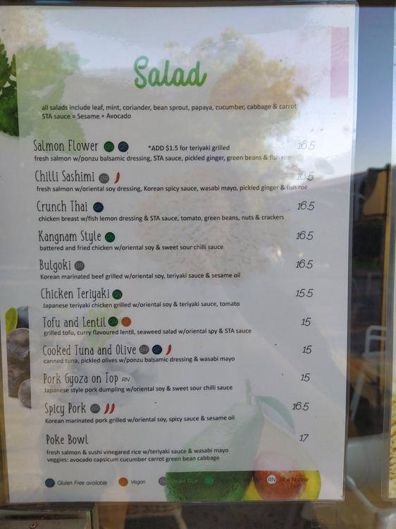 Menu at BOMBOM SALAD lunch dinner takeaway restaurant, Mosman