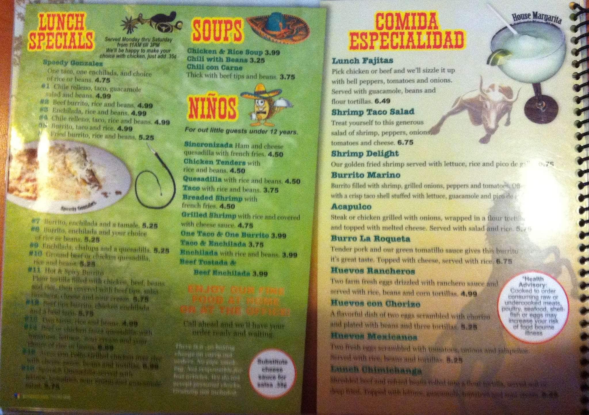 Menu at El Rodeo restaurant, Carmel, W 106th St # 185