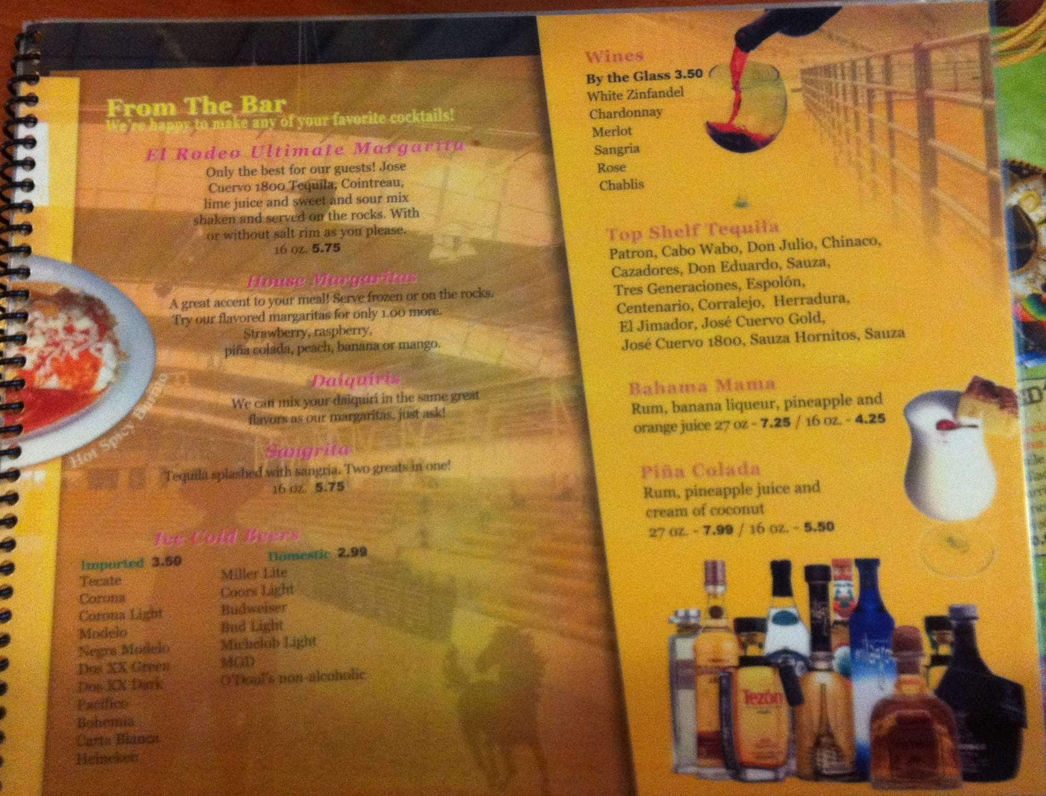 Menu at El Rodeo restaurant, Carmel, W 106th St # 185