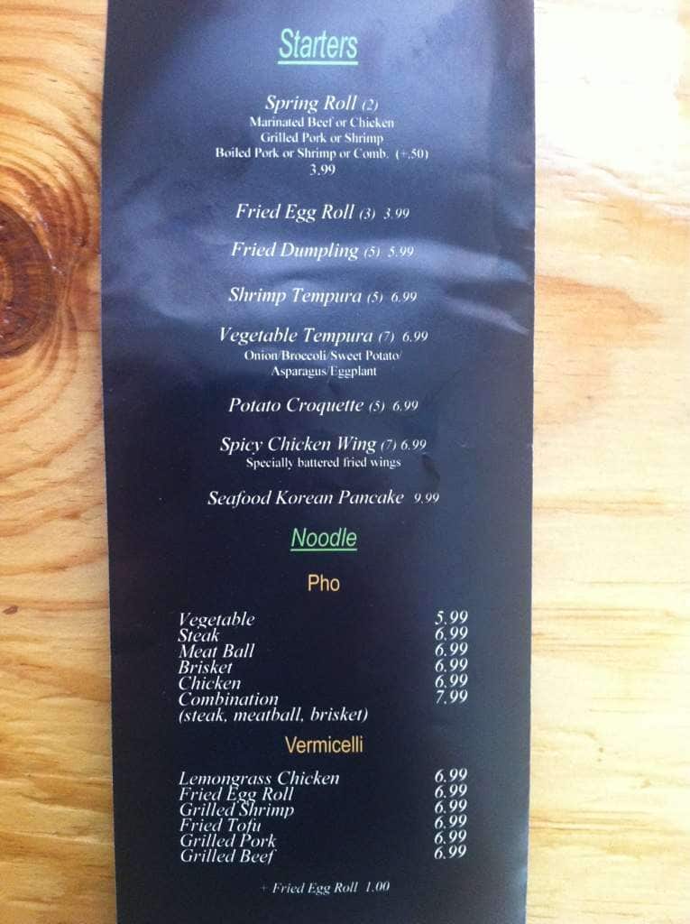 Menu at Little Korea restaurant, New Orleans, S Claiborne Ave