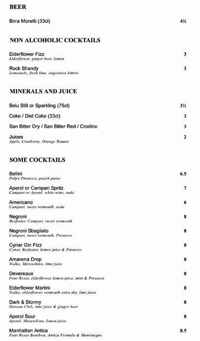 Menu at Polpo Chelsea restaurant, London, 81 Duke of York Square