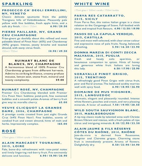 Menu at Dishoom restaurant, London, 22 Kingly St