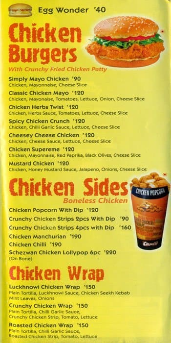 Menu at CRUNCH Vesu, Surat, Surat, 4QRH+FJC White House