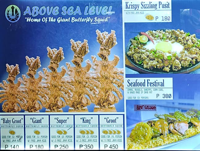 Menu at Above Sea Level by Baypoint, Muntinlupa, Second Floor