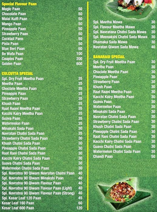 Menu of Patel Paan & Flavours, Kurla, Mumbai
