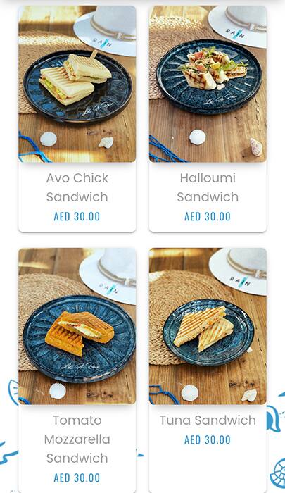 Menu at Rain Hudayriat cafe, Abu Dhabi