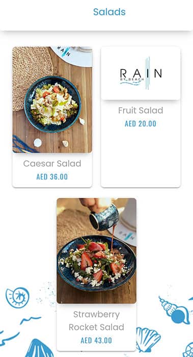 Menu at Rain Hudayriat cafe, Abu Dhabi