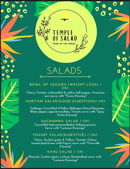 Menu of Temple Of Salad, Vasai, Mumbai