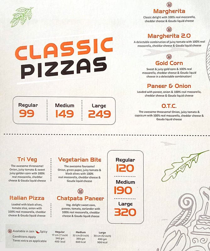 Menu of The D Pizza, Sardarpura, Jodhpur