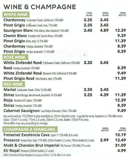 Menu at The Edward Rayne pub & bar, London, Charlwood House