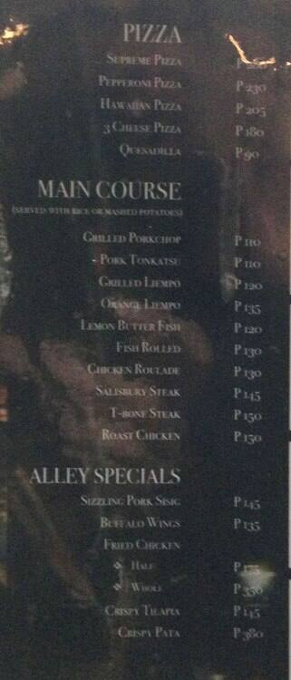 Menu at Coffee Alley restaurant, Pasig, East Tower