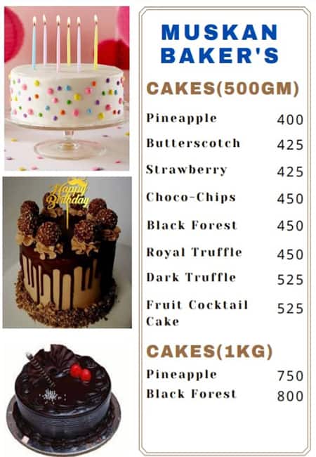 Menu of Muskan Bakers, Rohini, New Delhi