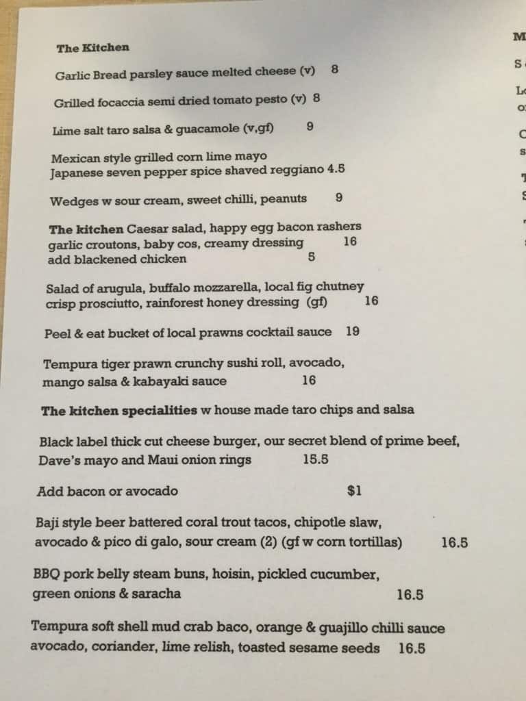 Menu at The Surfy Port Douglas pub & bar, Port Douglas