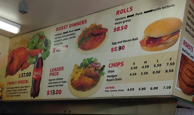 Menu at Aces Charcoal Chicken fast food, Mona Vale
