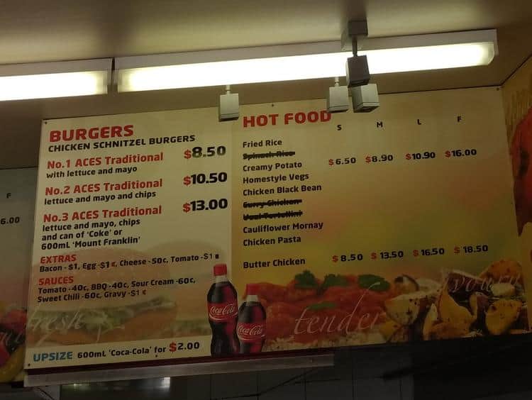 Menu at Aces Charcoal Chicken fast food, Mona Vale