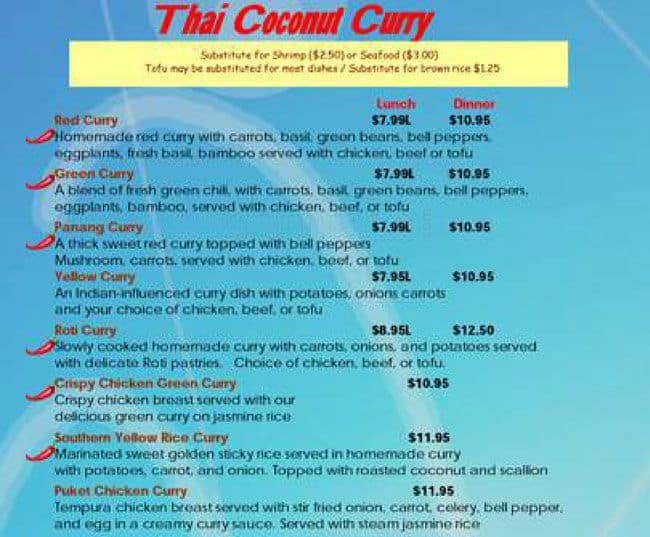 Menu at Noodle Wave restaurant, McKinney