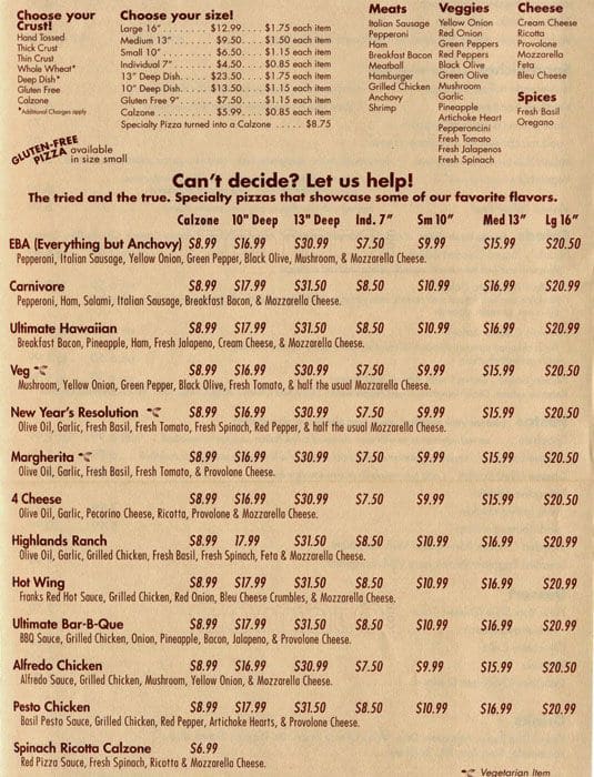 Menu at Nicolo's Chicago Style Pizza pizzeria, Highlands Ranch, S ...
