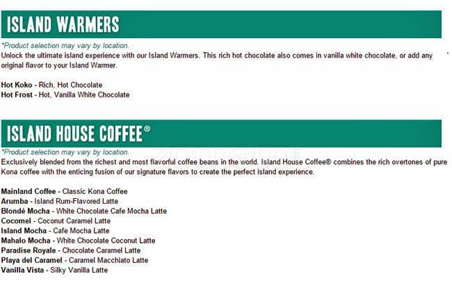 Menu at Bahama Buck's - Universal City pub & bar, Universal City