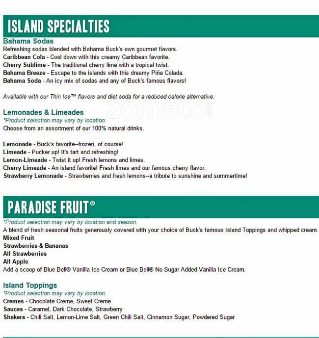 Menu at Bahama Buck's - Universal City pub & bar, Universal City