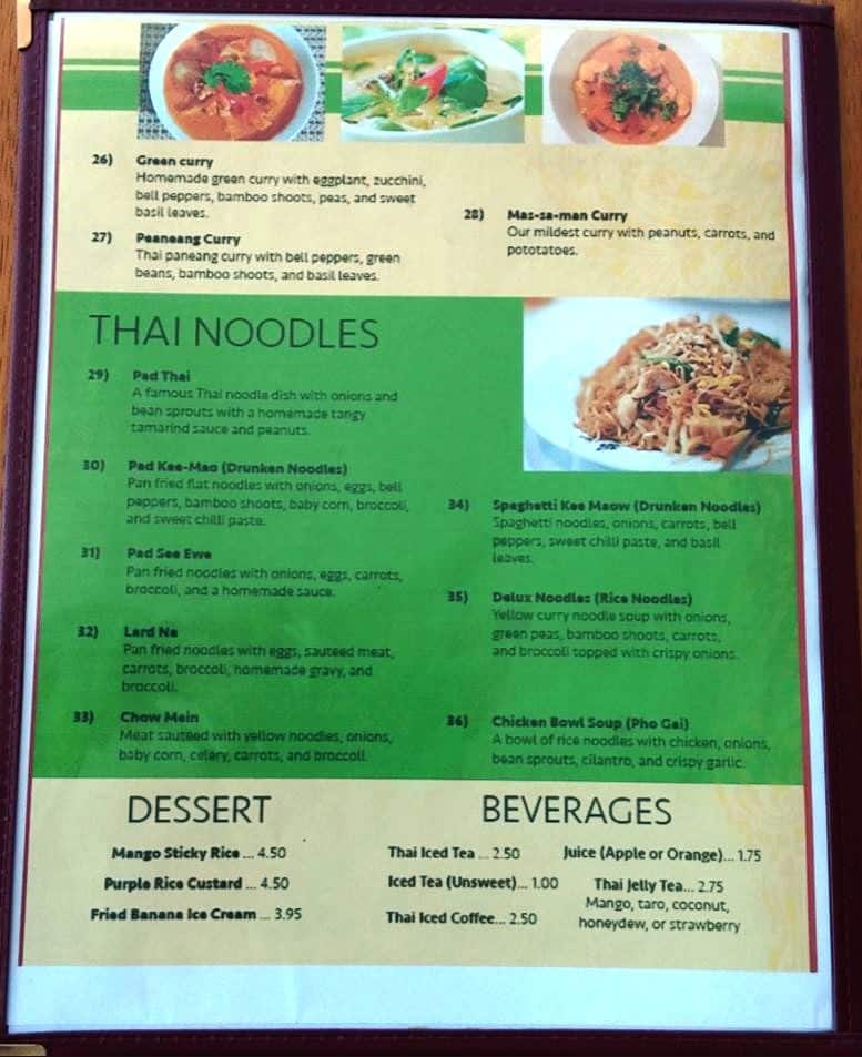 Menu at Thai Chicken Bowl restaurant, Fort Smith, Rogers Ave