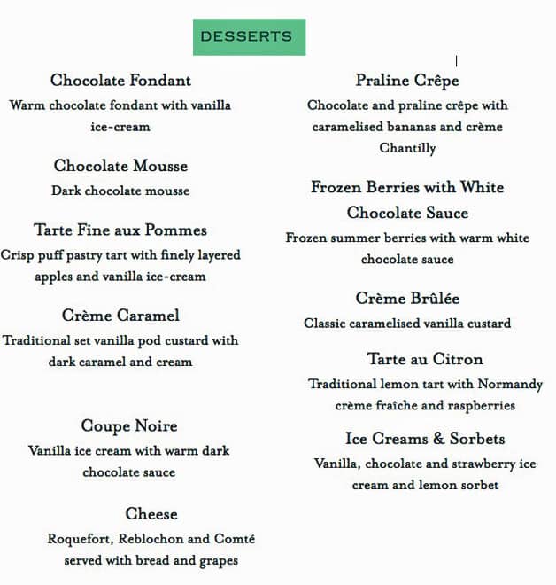 Menu at Côte Brasserie pub & bar, Chester