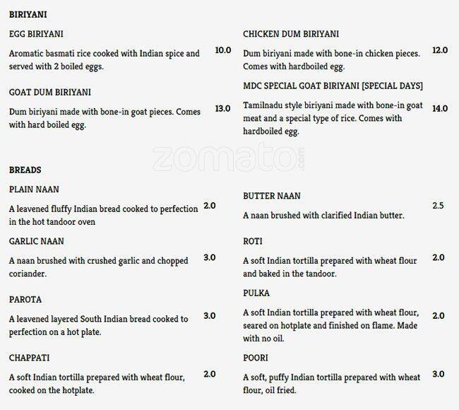 Menu at Madras Dosa Corner restaurant, Issaquah