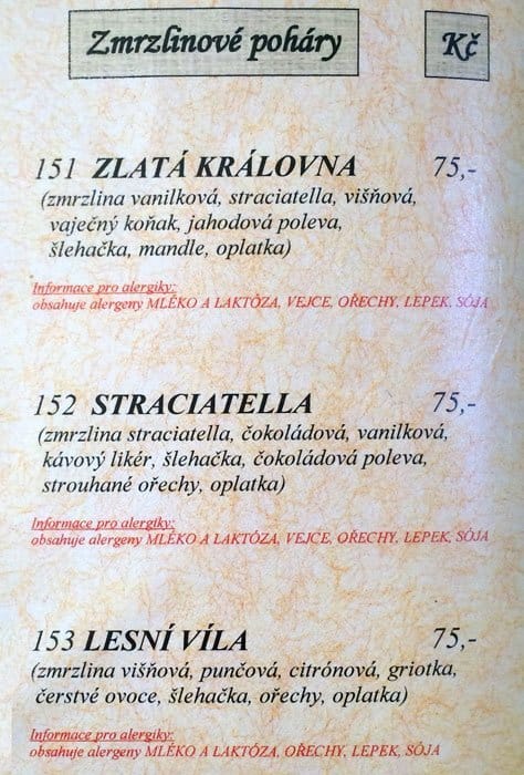 Menu at Restaurace Bernard, sanatorium hotel Kriváň restaurant, Karlovy ...