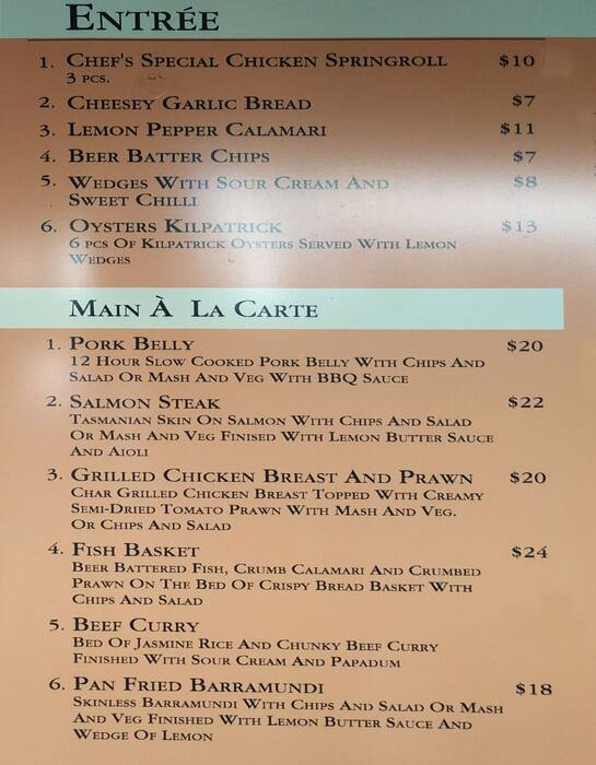 Menu at Awesome Parmigiana & Steak House restaurant, Brisbane City