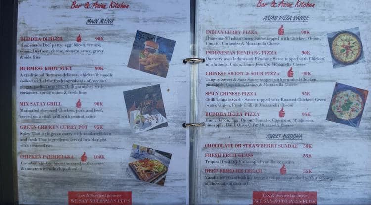 Menu at Fat Buddha restaurant, Mengwi