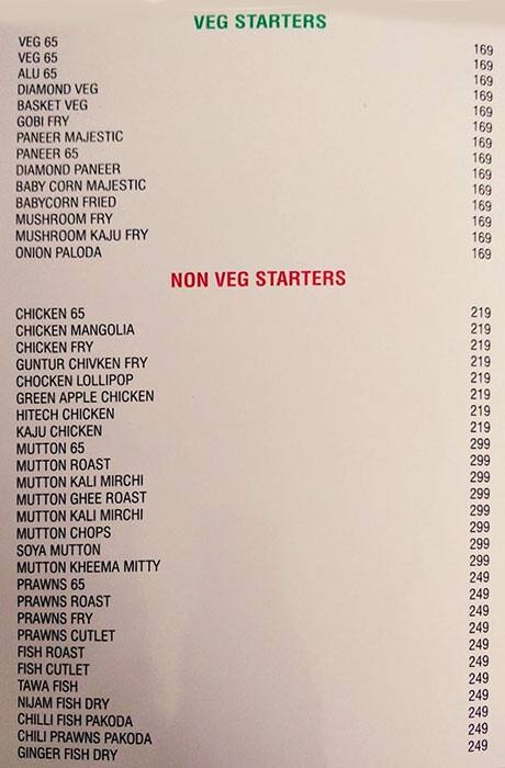 Menu of 1st Avenue Food Court, Sainikpuri, Secunderabad