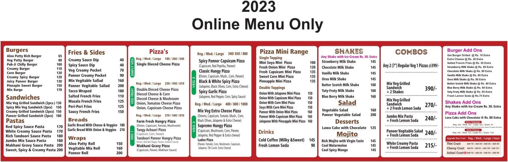 Menu of Hungry Point, Chandigarh Road, Zirakpur