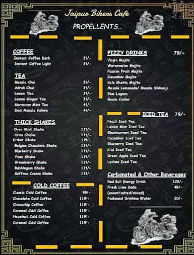 Menu of The Jaipur Biker's Cafe, Gopalpura, Jaipur
