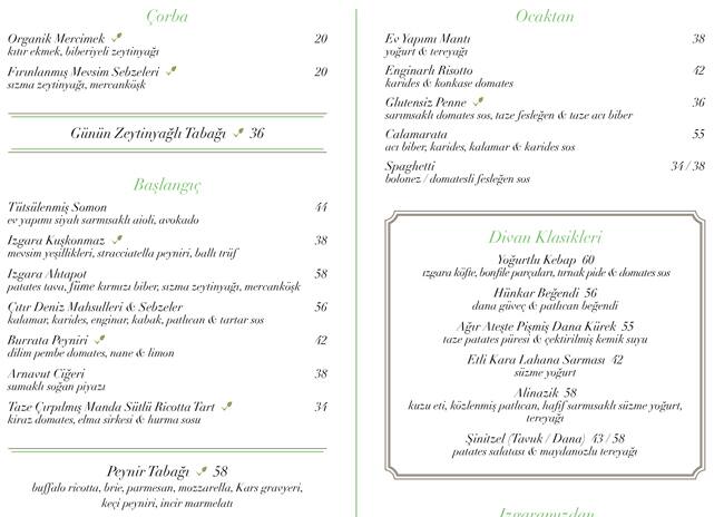 Menu at In Bakery by Divan, Istanbul, Divan Istanbul Hotel
