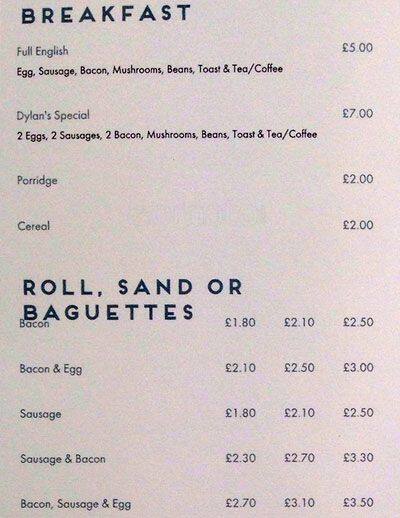 Menu at Dylan's Bakery, London, 272 West End Lane