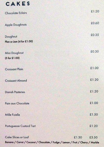 Menu at Dylan's Bakery, London, 272 West End Lane