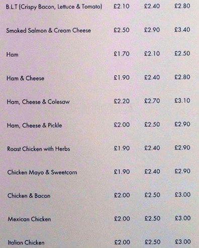 Menu at Dylan's Bakery, London, 272 West End Lane