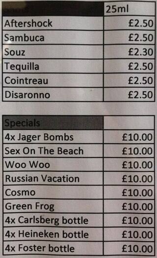 Menu at Denmark Arms pub & bar, London