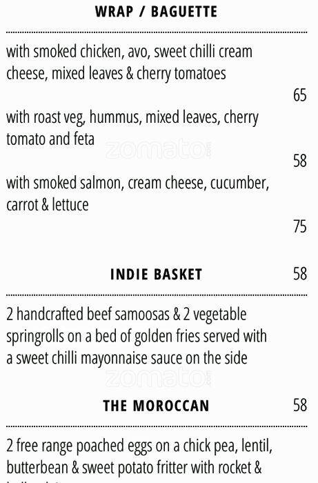 Menu at Juno Wine Cafe, Paarl