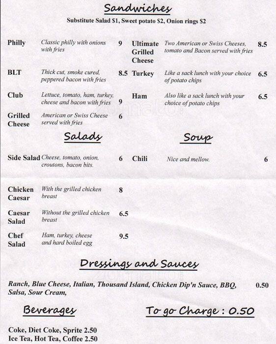 Menu at 4B's Tavern pub & bar, Seattle