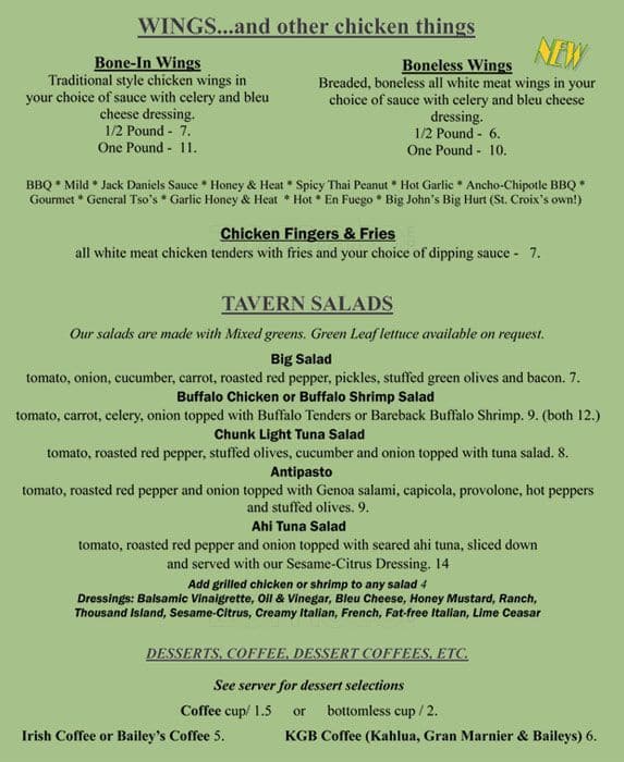 Menu at Pines Tavern pub & bar, Bristol