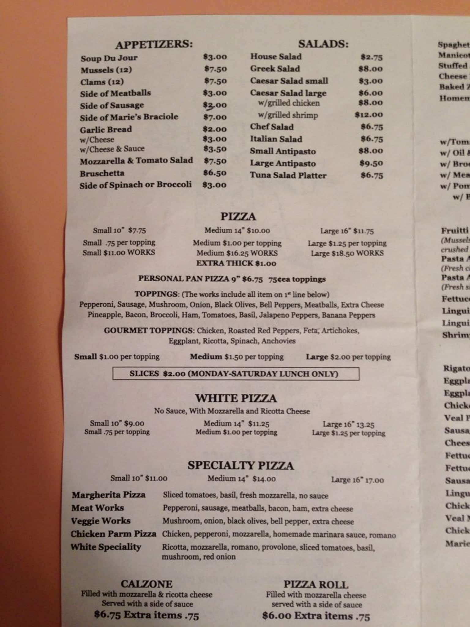 Menu at Pizza Pub Italian Restaurant And Pizzeria, Fort Myers