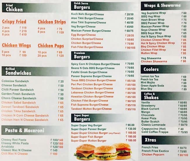 Burger Xpress Menu, Menu for Burger Xpress, Sector 14, Gurgaon - Zomato